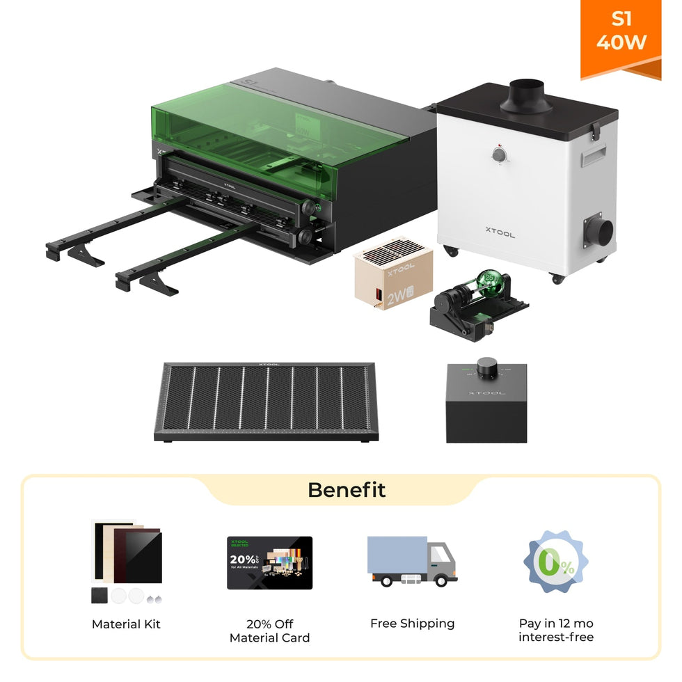 xTool S1 Blue + 1064nm IR Laser Kit: Enclosed Diode Laser Engraver & C